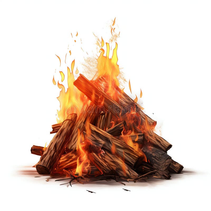 Roaring Bonfire on White. Generative Ai Stock Image - Image of ignite ...