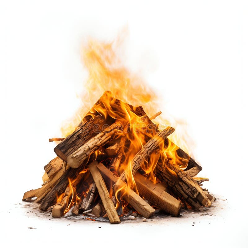 Roaring Bonfire on White. Generative Ai Stock Illustration ...