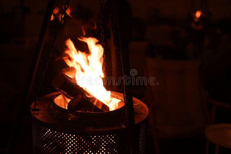 Roaring Campfire Burning in an Open Flame Pit, with a Plethora of ...