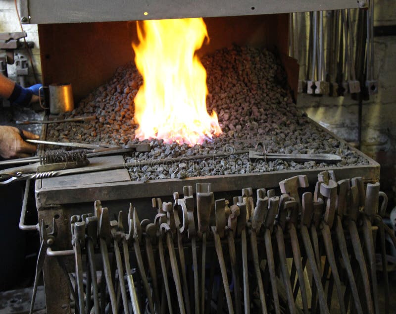 Blacksmith Forge. stock photo. Image of sparks, fire - 107992448