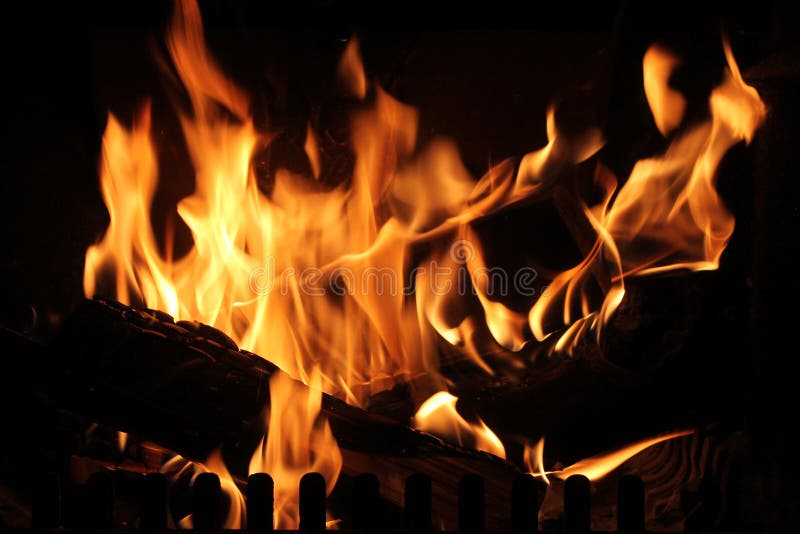 Roaring Fire in a Fireplace. Stock Photo - Image of color, close: 55140884