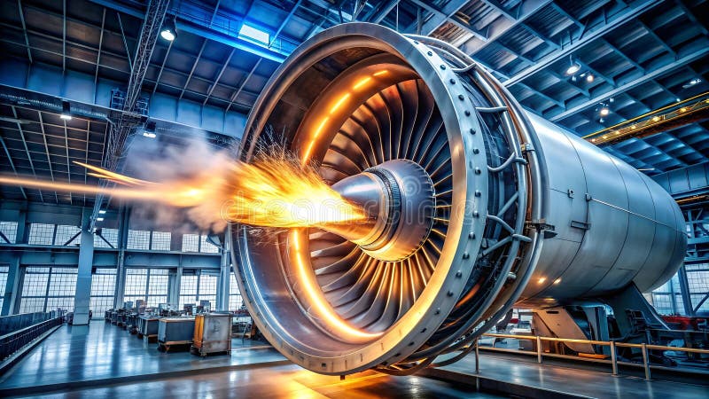 The Roaring Heart of Industry: a Close-Up View of a Jet Engine Test AI ...