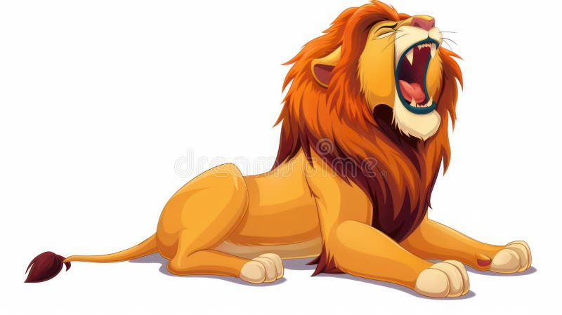 Roaring Lion Cartoon Style Isolated on White Created with Generative AI ...