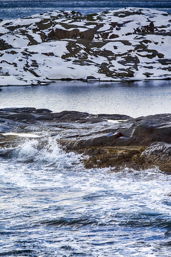 Roaring Ocean Waves on Lofoten Islands Shore Line during Beginning of ...