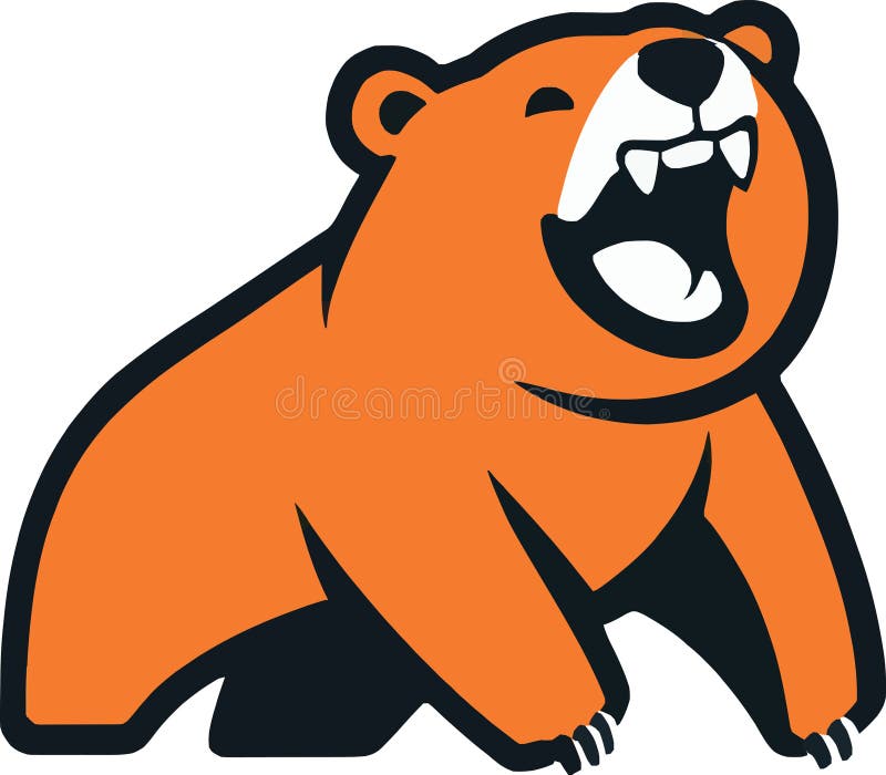Roaring Orange Bear with Powerful Claws Stock Vector - Illustration of ...