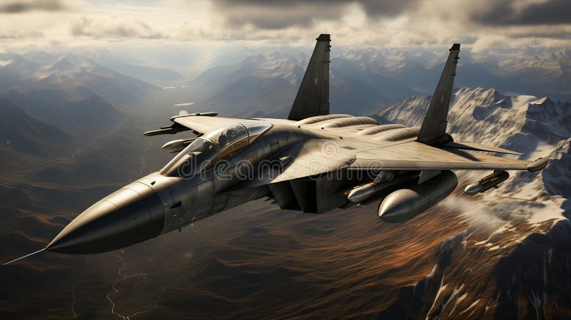 Roaring Thunder Fighter Jet Soaring through the Cloudy Sky Stock ...