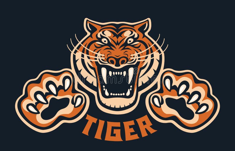 Roaring Tiger Head Front View Logo Design Template Icon Stock Vector ...