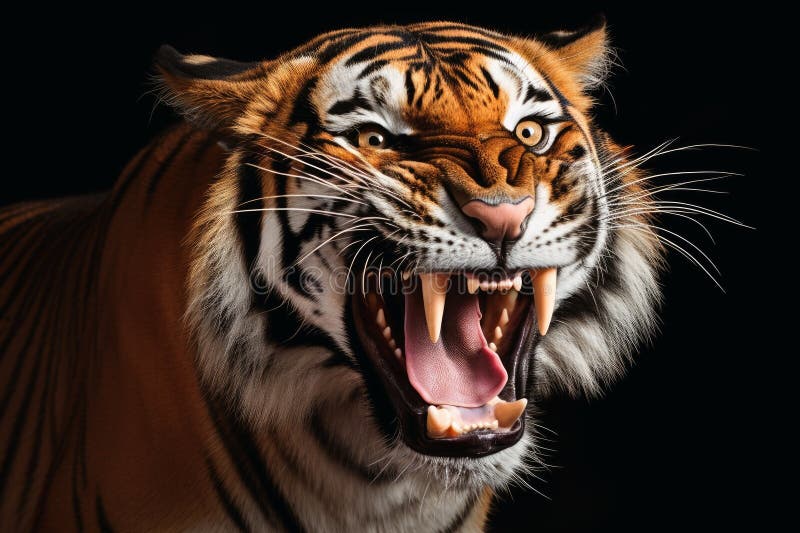 A roaring tiger portrait stock illustration. Illustration of predator ...