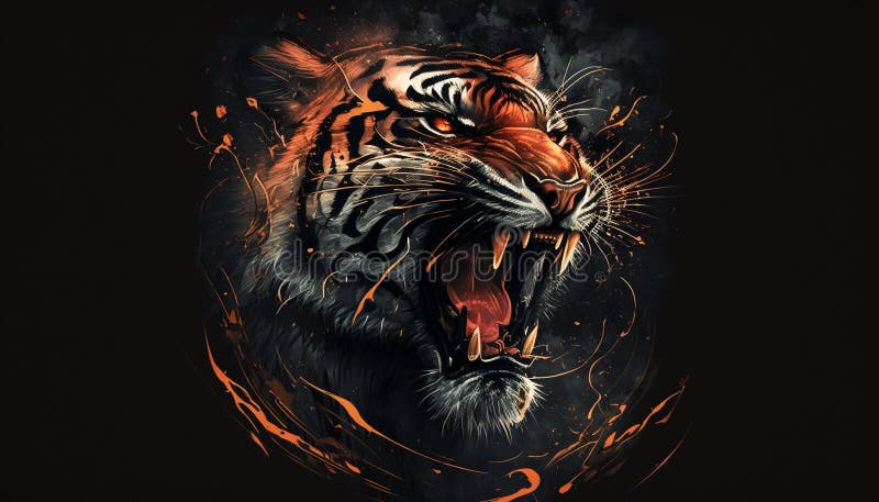 Roaring Tiger Wallpaper stock illustration. Illustration of roaring ...
