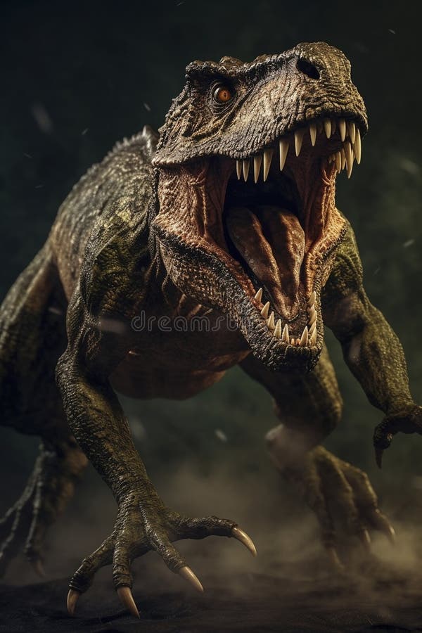 Roaring Tyannosaurus Rex Dinosaur Running Toward, Created with ...