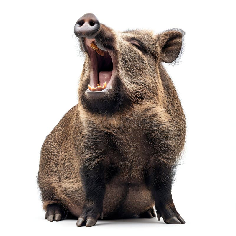 Roaring Wild Boar Isolated on White Background. Generative Ai Stock ...
