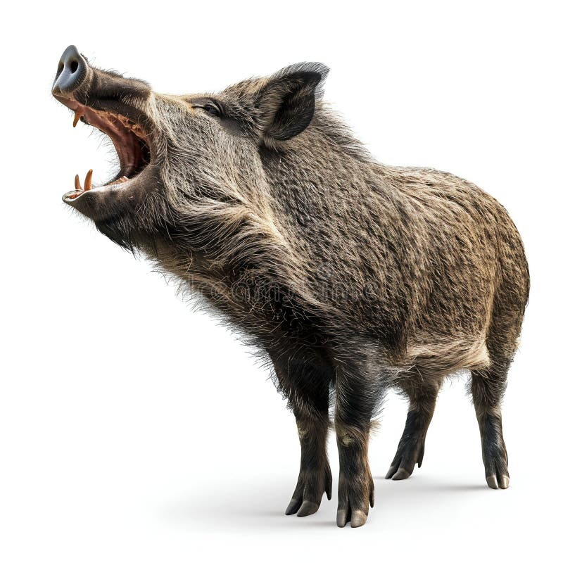 Roaring Wild Boar Isolated on White Background. Generative Ai Stock ...