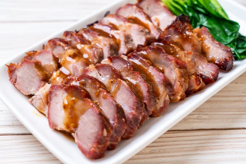 Roast barbecue red pork stock photo. Image of chinese - 152218000