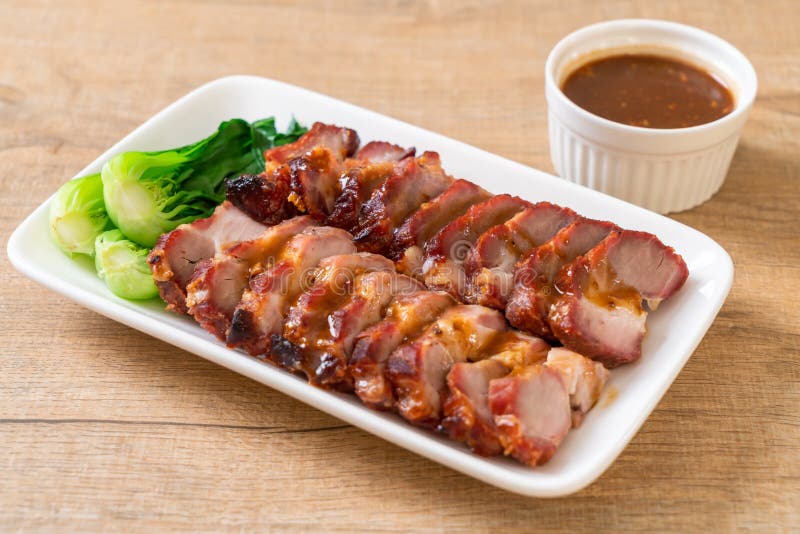 Roast barbecue red pork stock photo. Image of roast - 152218200