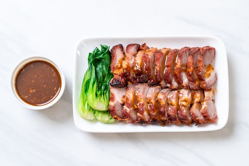 Roast barbecue red pork stock photo. Image of pork, gourmet - 152218268