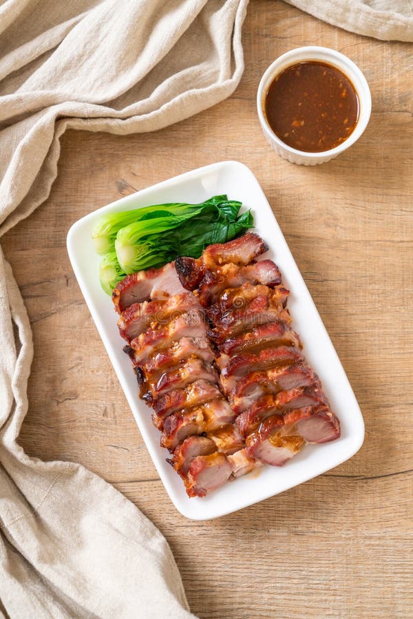 Roast barbecue red pork stock photo. Image of gourmet - 152923646