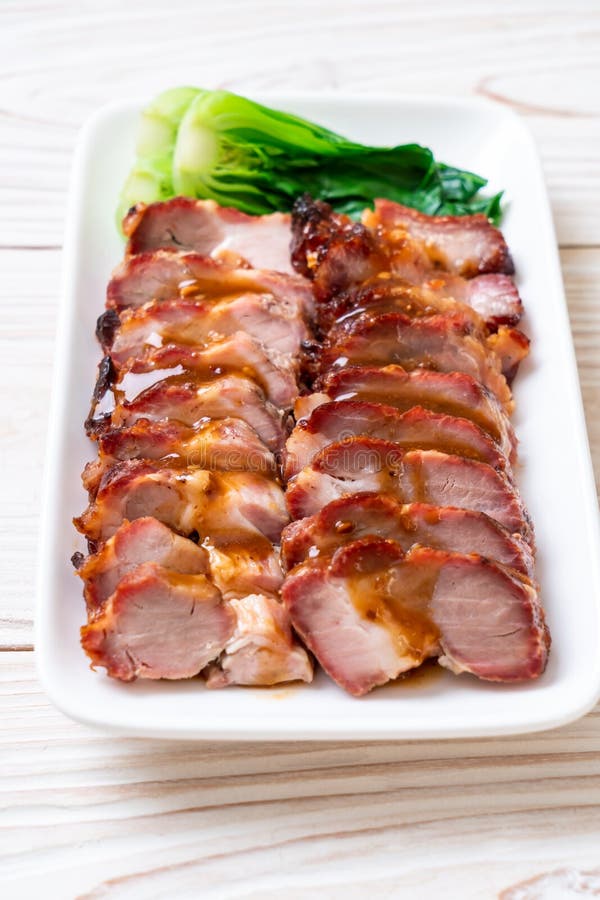 Roast barbecue red pork stock image. Image of ribs, barbecue - 154061643