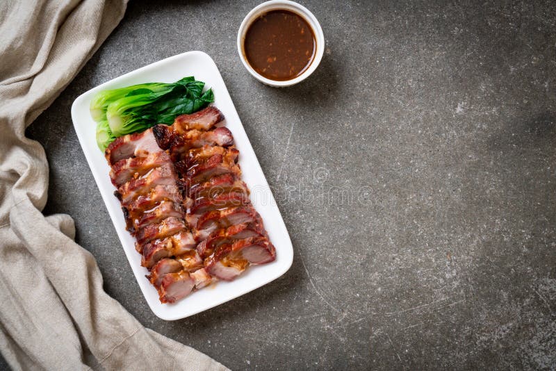 Roast barbecue red pork stock image. Image of crispy - 154066671