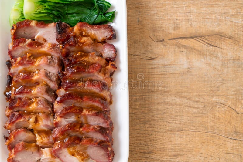 Roast barbecue red pork stock image. Image of eggs, dish - 154258663