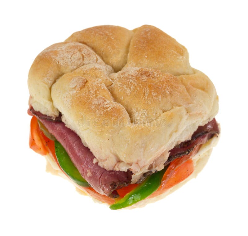 Roast Beef Bulky Roll Sandwich on Plate Stock Image - Image of prepared ...