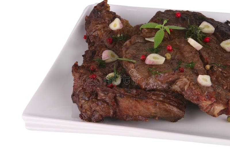 Roast beef chunk on white stock image. Image of olive - 11245669