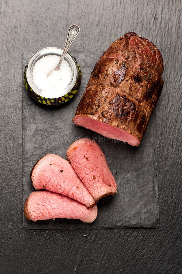 Roast beef closeup stock image. Image of pepper, board - 52054617