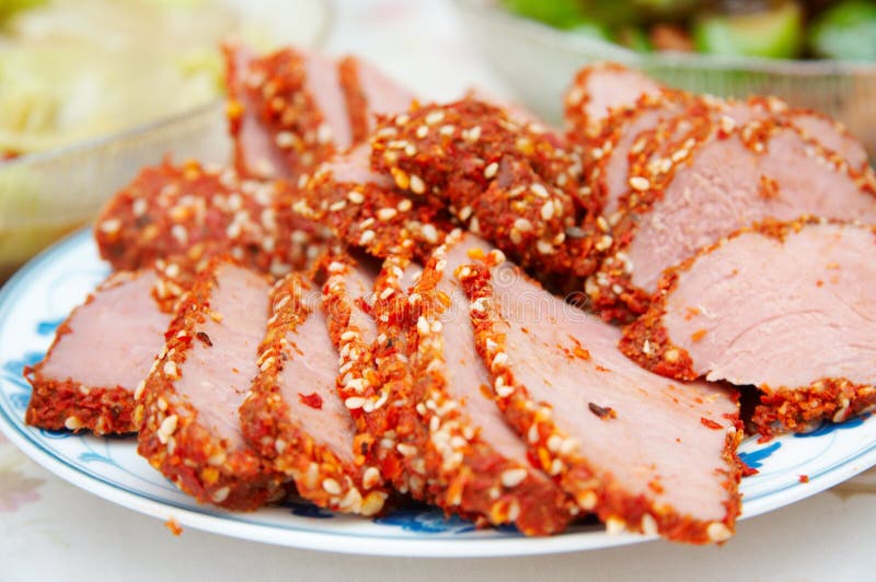 Roast beef on dish stock image. Image of details, calorie - 4077011