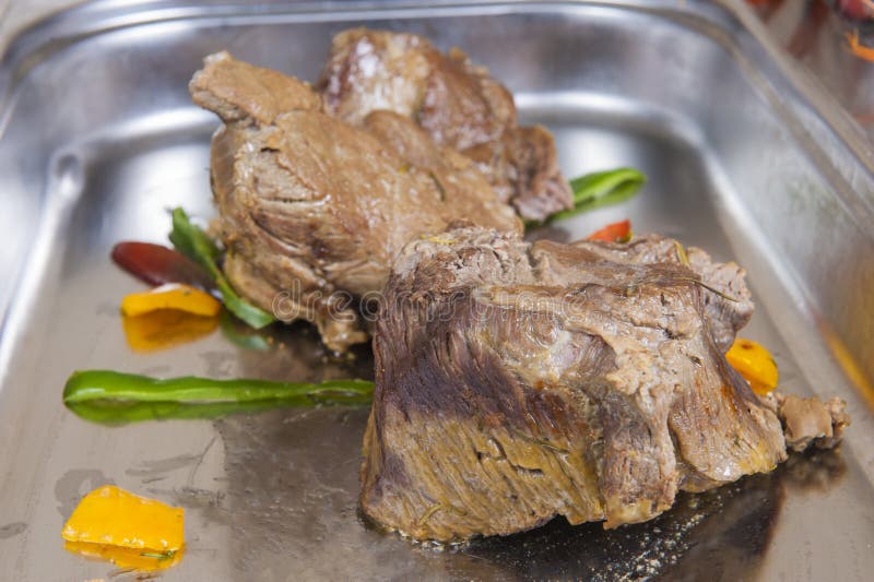 Roast Beef on Display at Restaurant Buffet Stock Image - Image of ...