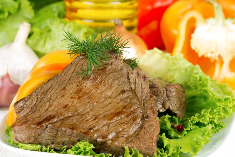 Roast Beef on Lettuce Leaves Stock Photo - Image of dinner, gourmet ...