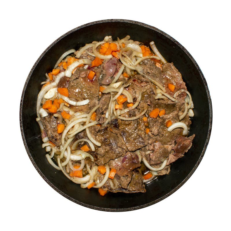 Roast Beef Liver with Onions and Carrots.Background Stewed Beef Liver ...