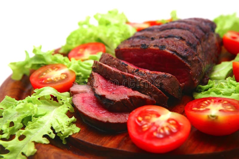 Roast Beef Meat on Wooden Plate Stock Photo - Image of american, meal ...
