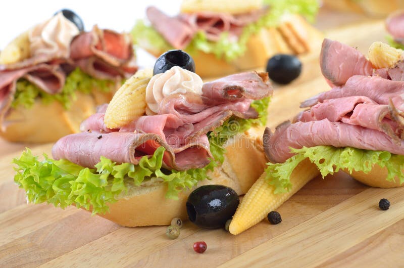 Roast beef morsels stock photo. Image of bread, dainty - 23292906