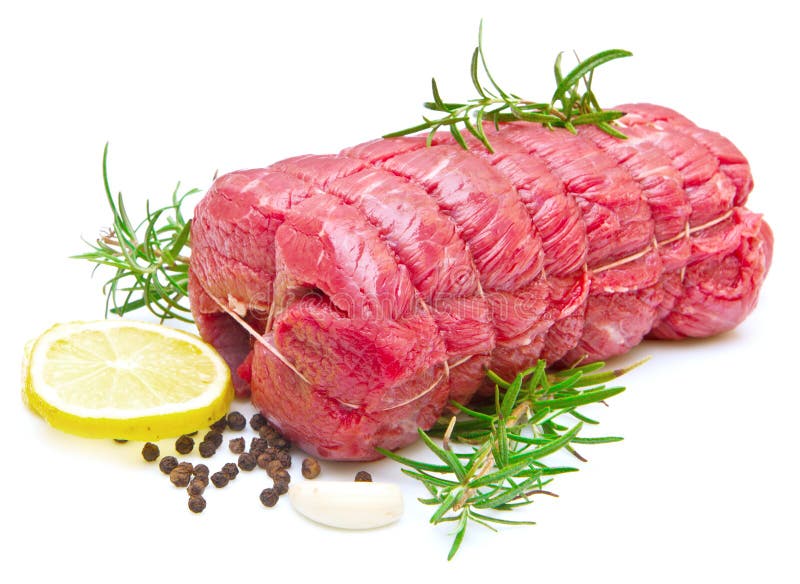 Roast of Beef with Rosemary on White Stock Photo - Image of isolated ...