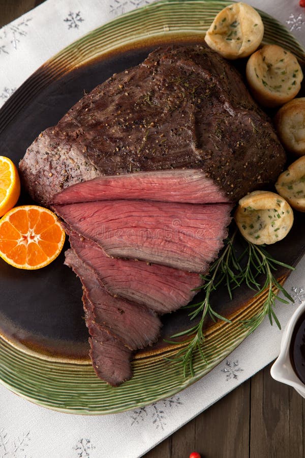 Roast Beef Rustic Style stock photo. Image of gravy - 119194876