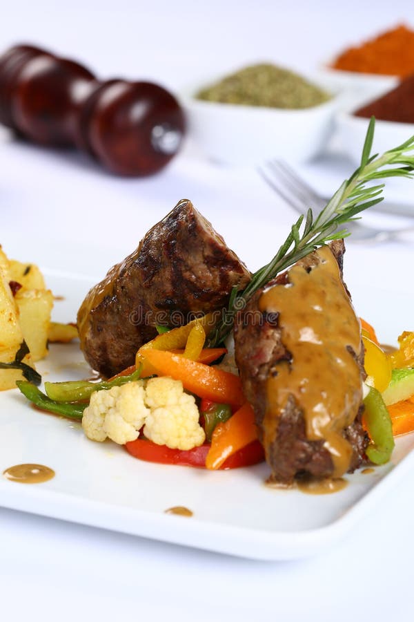 Roast beef with sauce stock photo. Image of grilled, delicious - 95890082