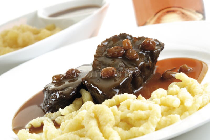 Roast Beef with Side Dishes, Tilt View, Typical of Rheinland, Germany ...