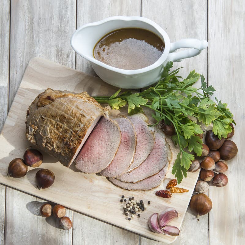 Roast beef stock image. Image of beef, meal, hazelnuts - 34897773