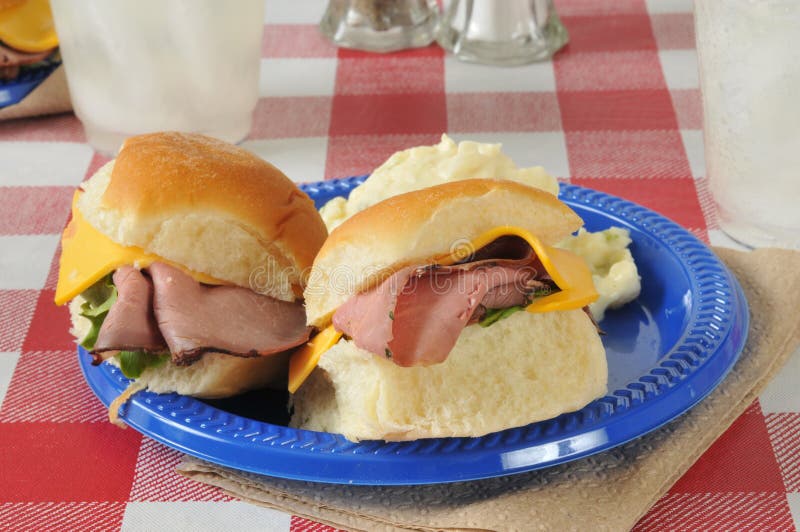Roast beef sliders stock image. Image of horizontal, table - 42371381