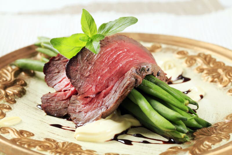 Roast Beef and String Beans Stock Image - Image of gourmet, mayonnaise ...