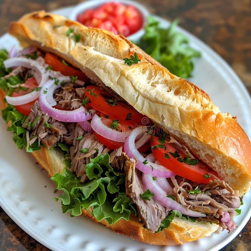 Roast beef and turkey sub stock illustration. Illustration of gourmet ...