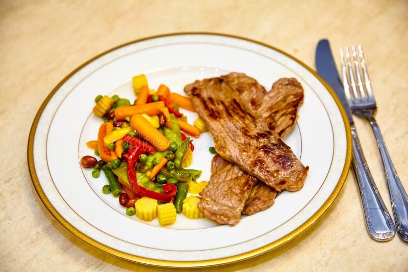 Roast Beef With Vegetables Stock Image Image Of Fast 158134851