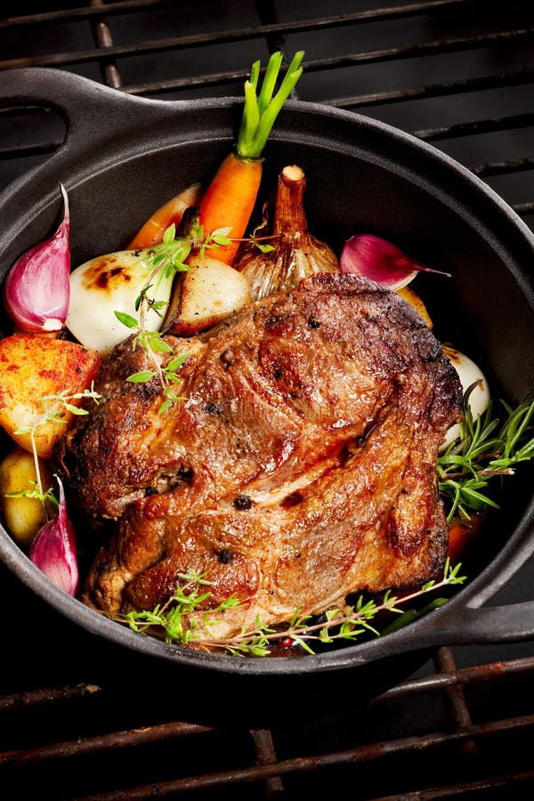 Roast on the cast iron pot stock photo. Image of meat - 22158606