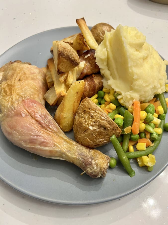 Roast Chicken Dinner stock image. Image of plated, meal - 300185817