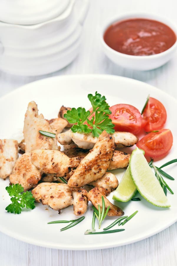 Roast Chicken Fillet Sliced and Vegetables Stock Image - Image of lime ...