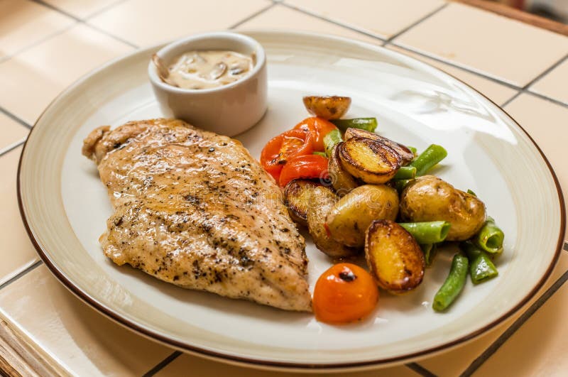 Roast Chicken Fillet and Vegetables Stock Image - Image of filet, fried ...