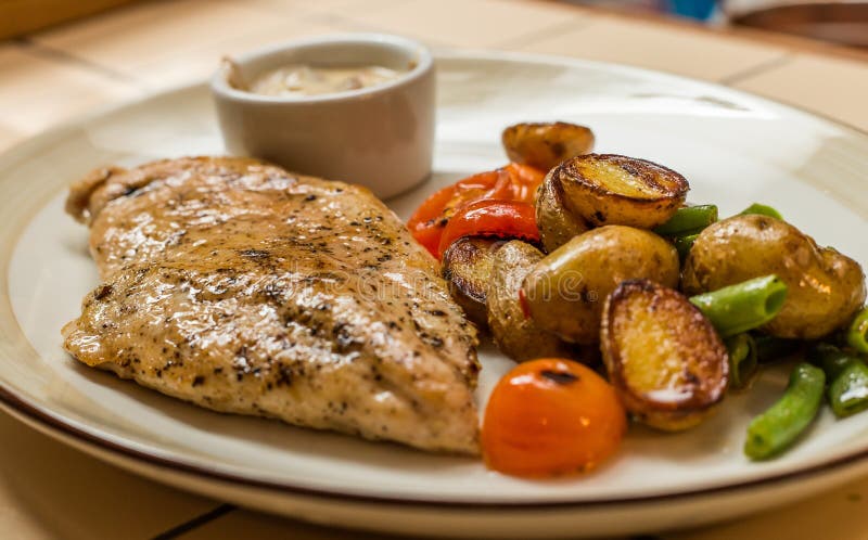 Roast Chicken Fillet and Vegetables Stock Photo - Image of fastfood ...