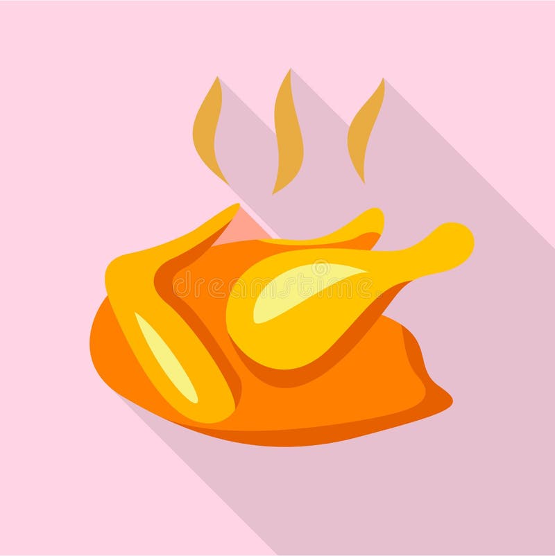 Roast Chicken Icon, Flat Style Stock Vector - Illustration of grilled ...