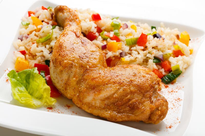 Roast chicken leg stock image. Image of calorie, garnish - 23720219