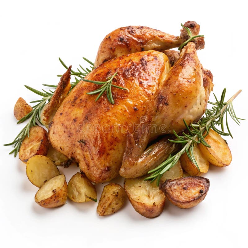Roast Chicken with Rosemary and Potatoes Food Photography Stock ...