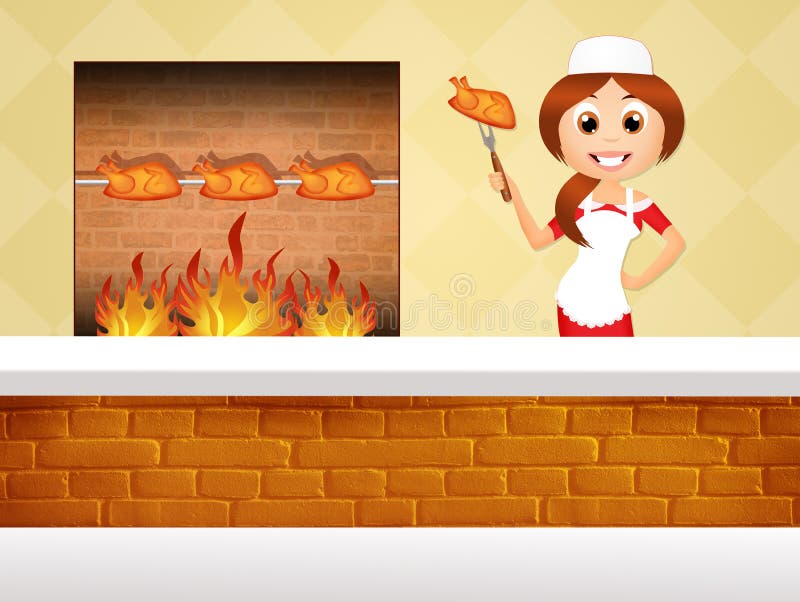 Roast chicken shop stock illustration. Illustration of dinner - 54239824